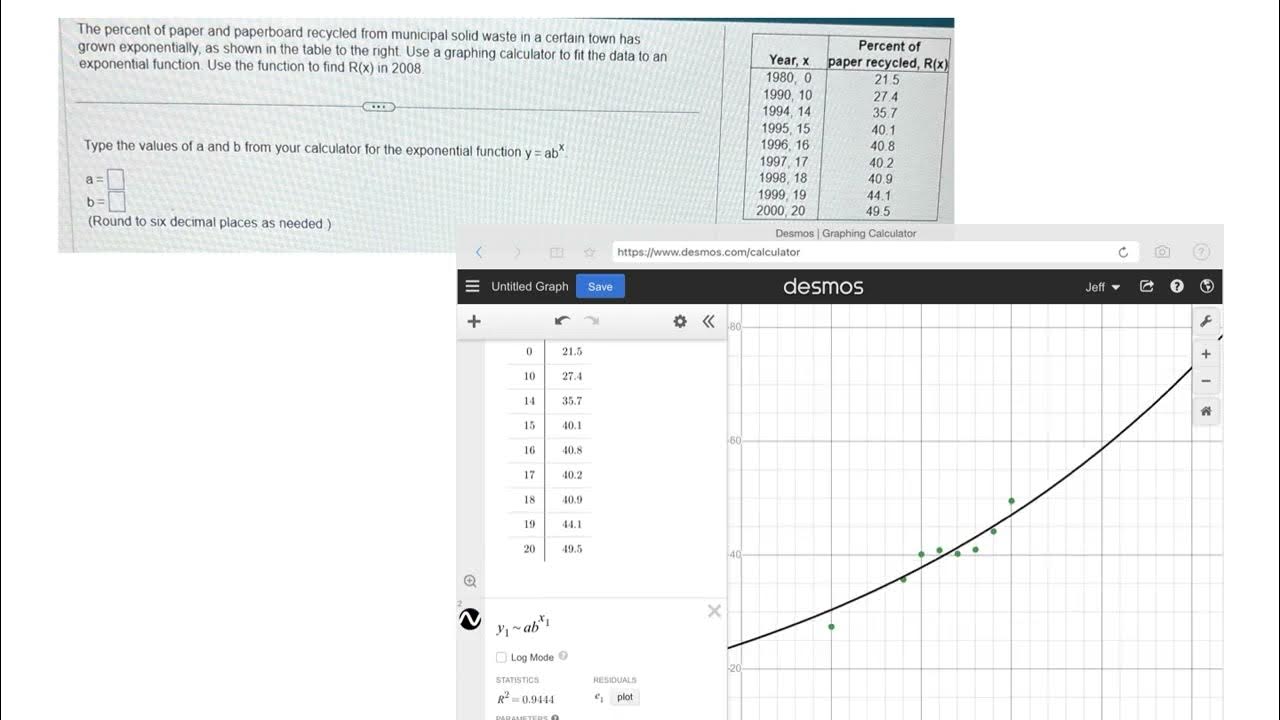 24s2 mth0032 exponential regression - YouTube