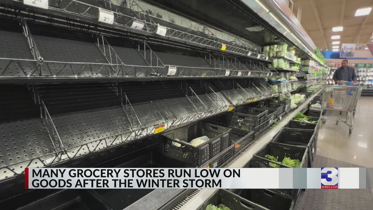 Grocery stores run low on goods after winter storm - YouTube