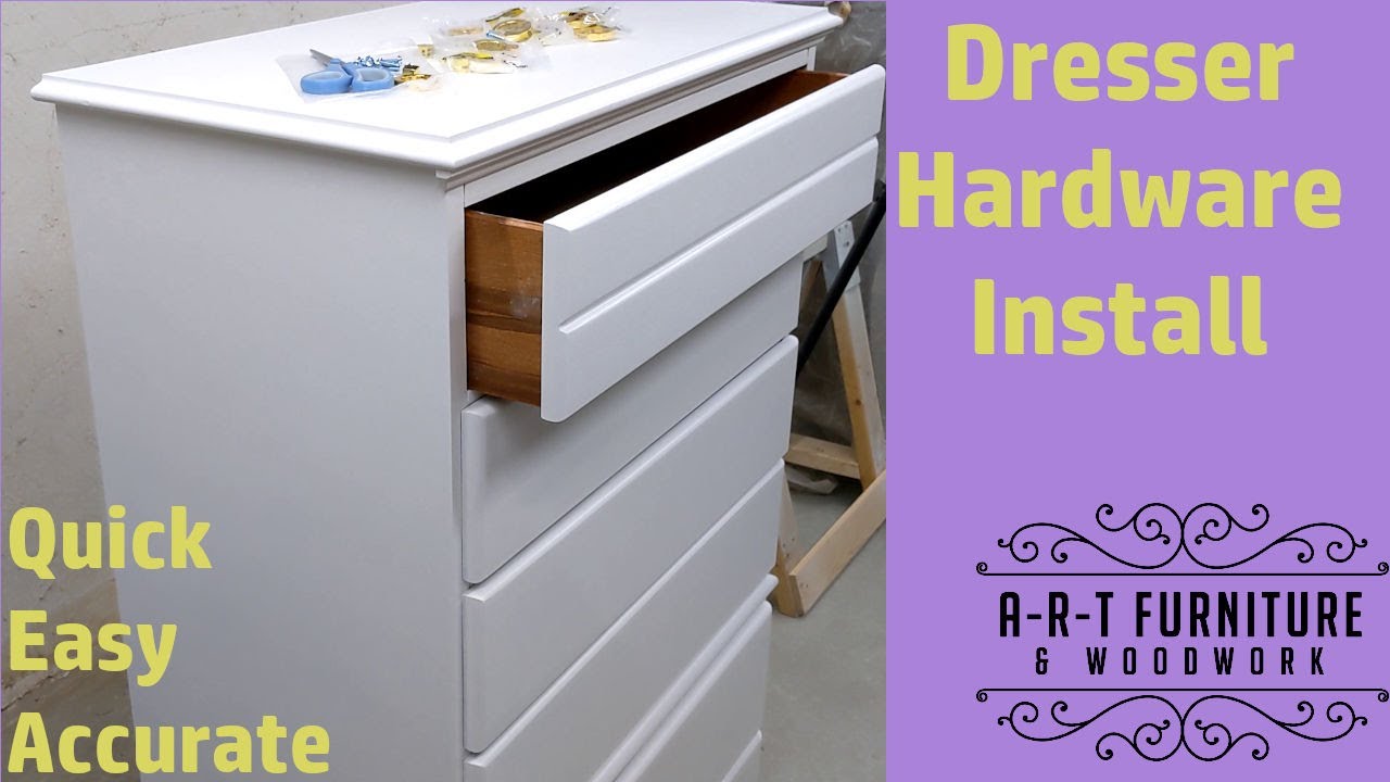 how to install hardware on a dresser - YouTube