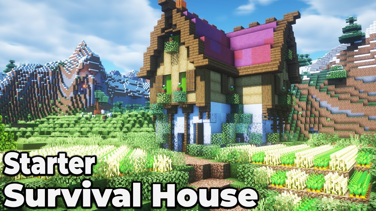 Minecraft 1.15 Colorful Survival Starter House Tutorial [HOW TO BUILD ...