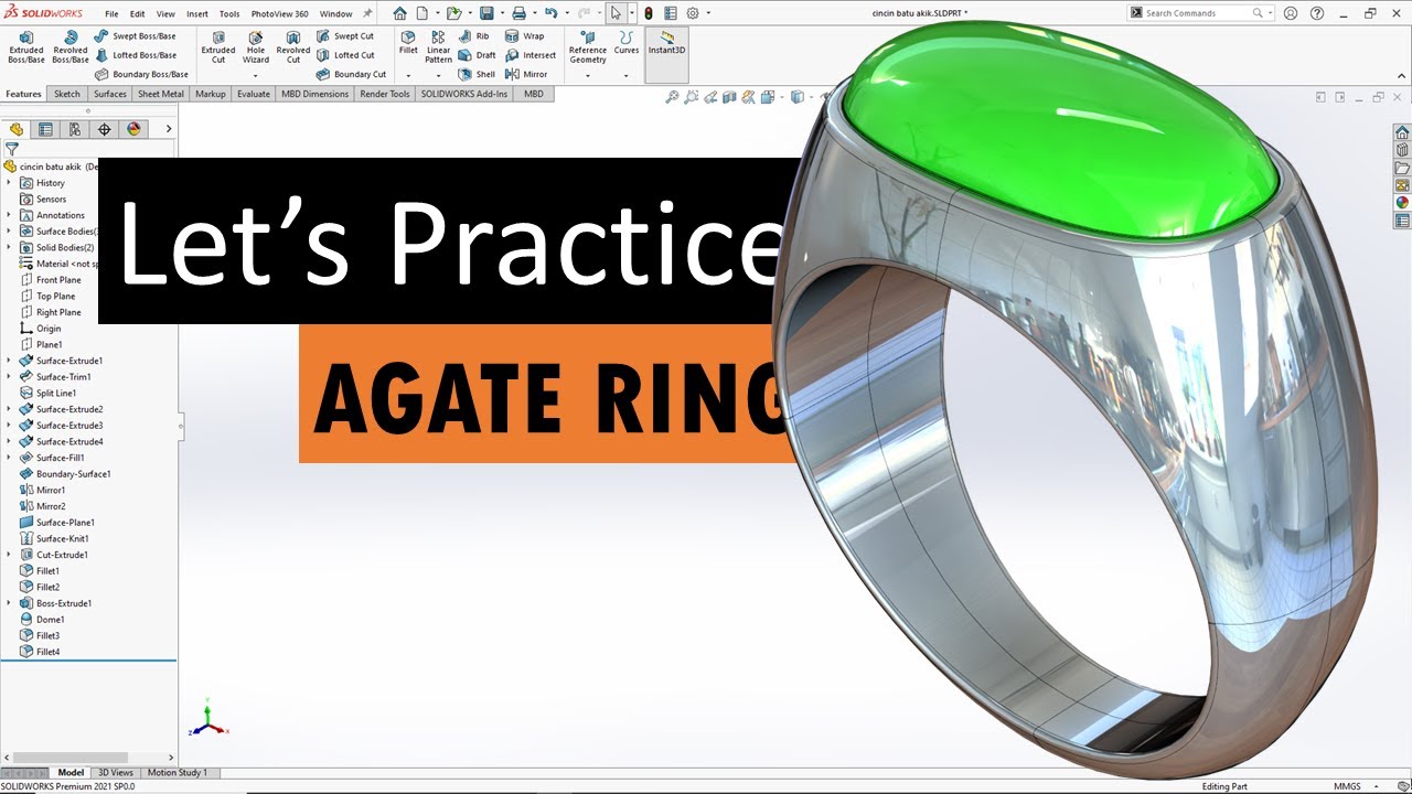 Design Like a Pro: Modelling Agate Ring with Solidworks - YouTube