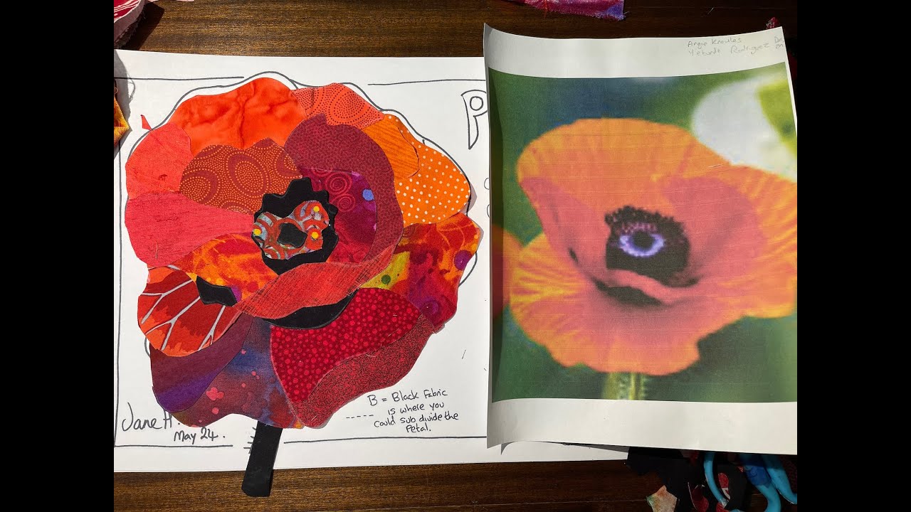 Poppy Fabric Collage - YouTube