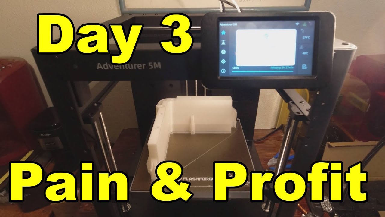 Flashforge Adventurer 5M Day 3! Failed prints, fixes, stupidity and printing the enclosure parts ...