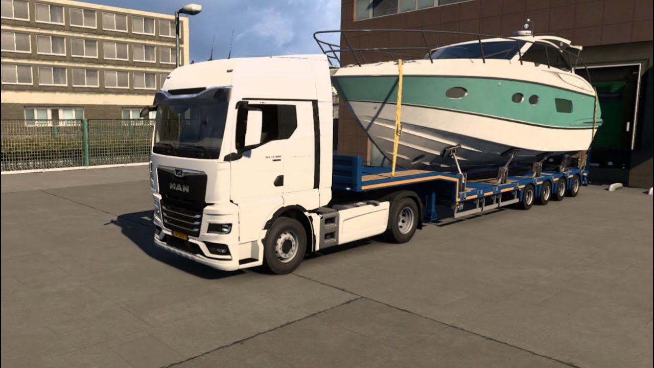 ETS2 | MAN TGX GX Transport Yacht - Queen V39 | From Luxembourg to ...