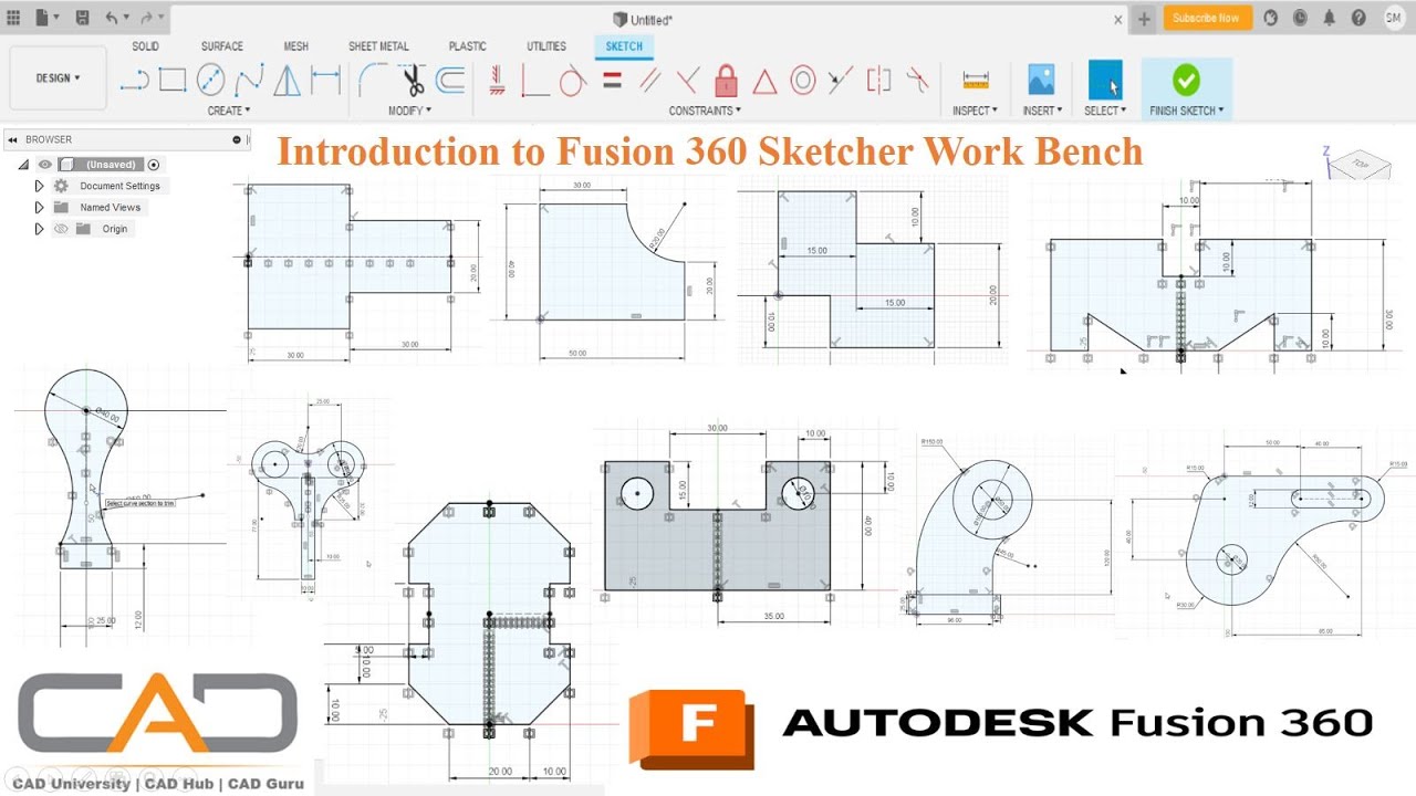 2) Introduction to Fusion 360 Sketcher Workbench - YouTube