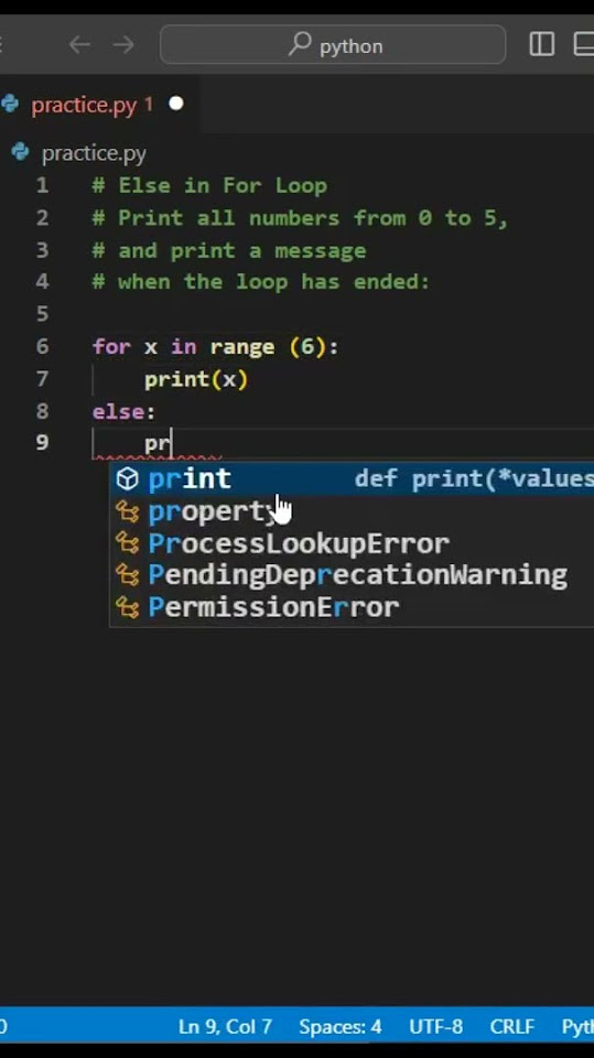 Else In For Loop Python Pythonprogramming Coding Code Pythoncoding Programming Youtube