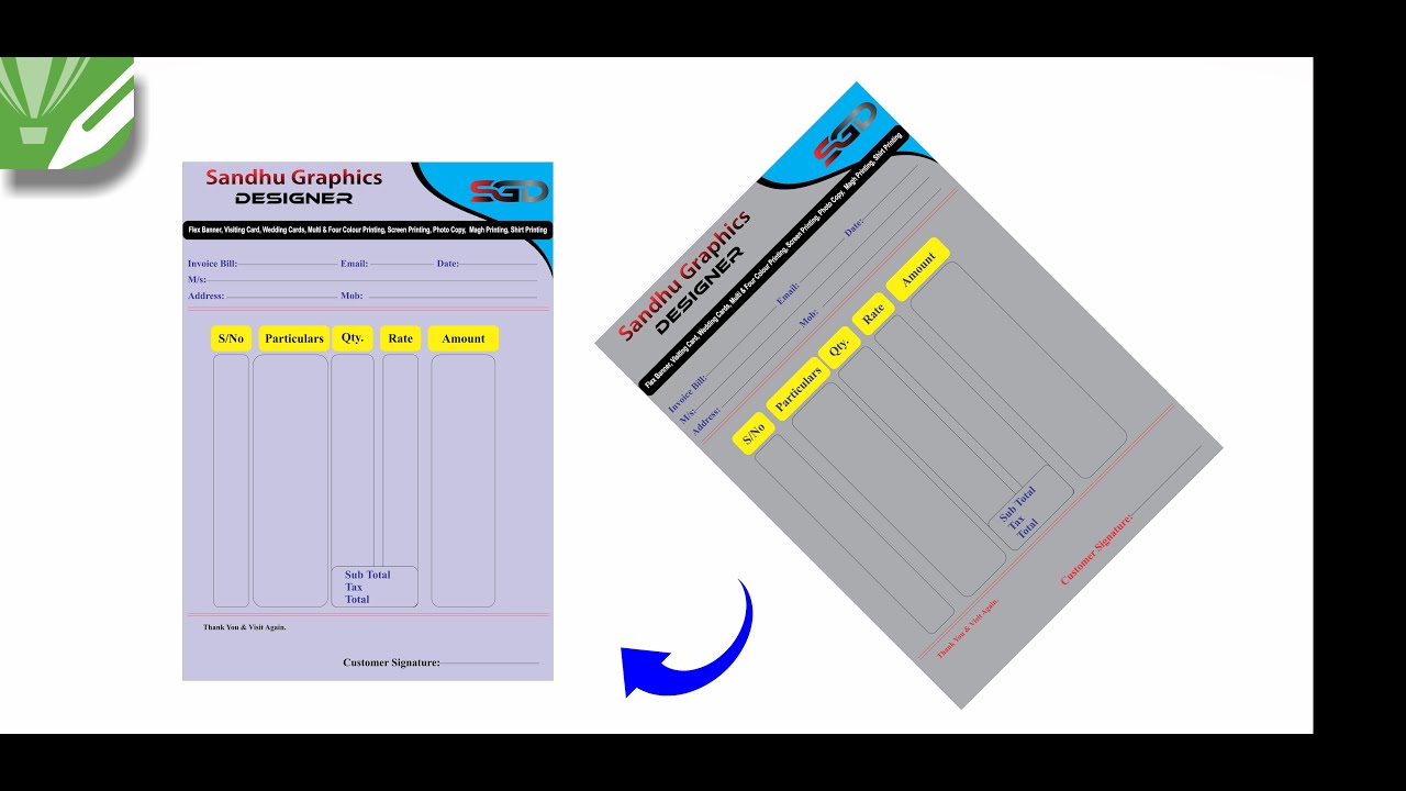 How To Make Bill Book In Coreldraw Make Bill Book In A4 Size Bill