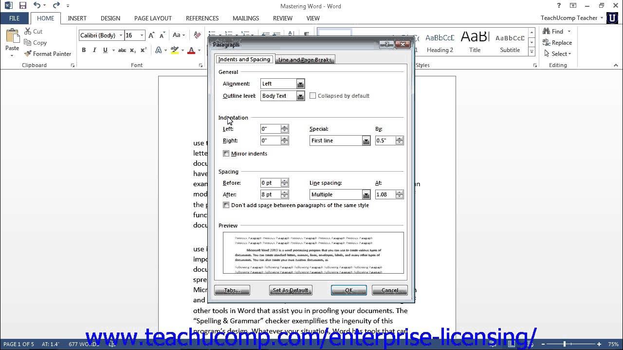 Microsoft Office Word 2013 Tutorial Formatting Paragraphs 6.3 Employee ...