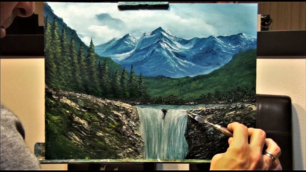 Cómo pintar PAISAJE DE MONTAÑA con CASCADA al Óleo | Pintar con Francis ...