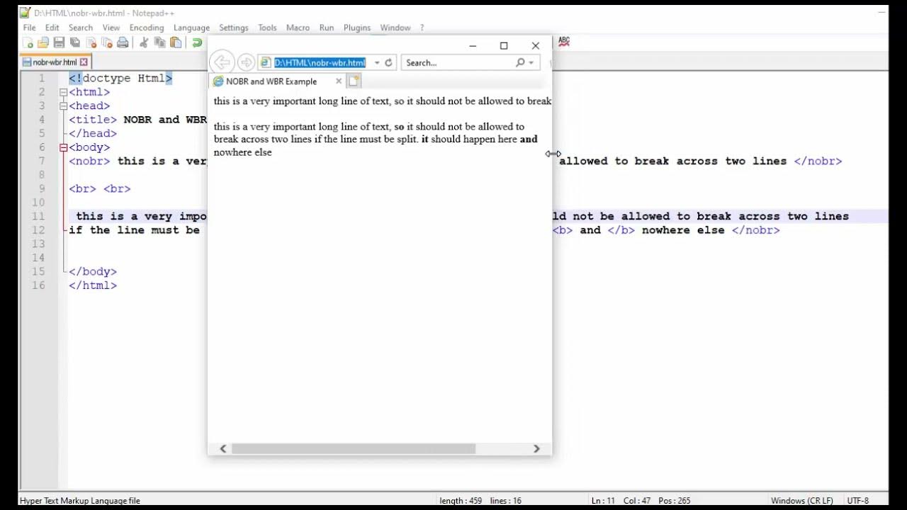 NOBR AND WBR IN HTML - YouTube