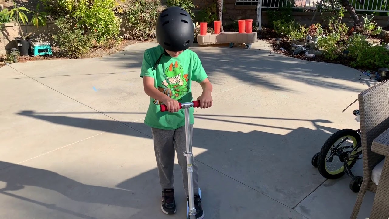 Scooter Tricks - Wheely and Jump - Kid Jump on Scooter - YouTube