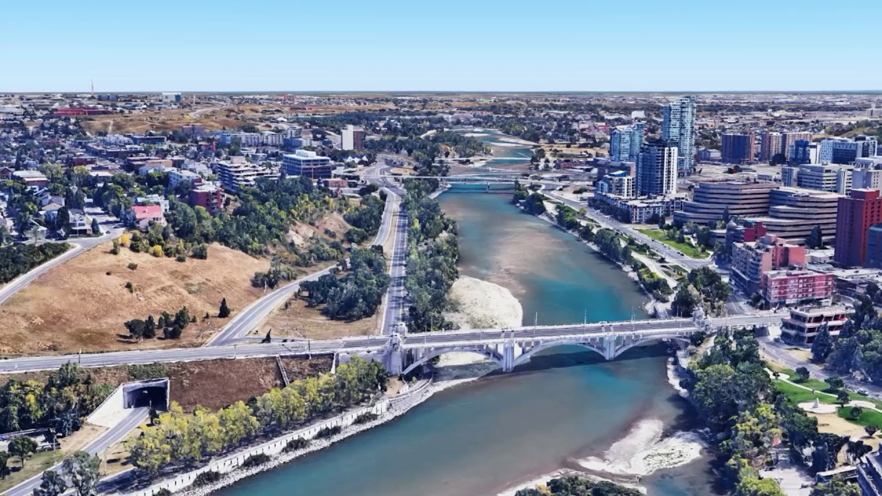 Calgary Bow River from Google Earth drone - YouTube