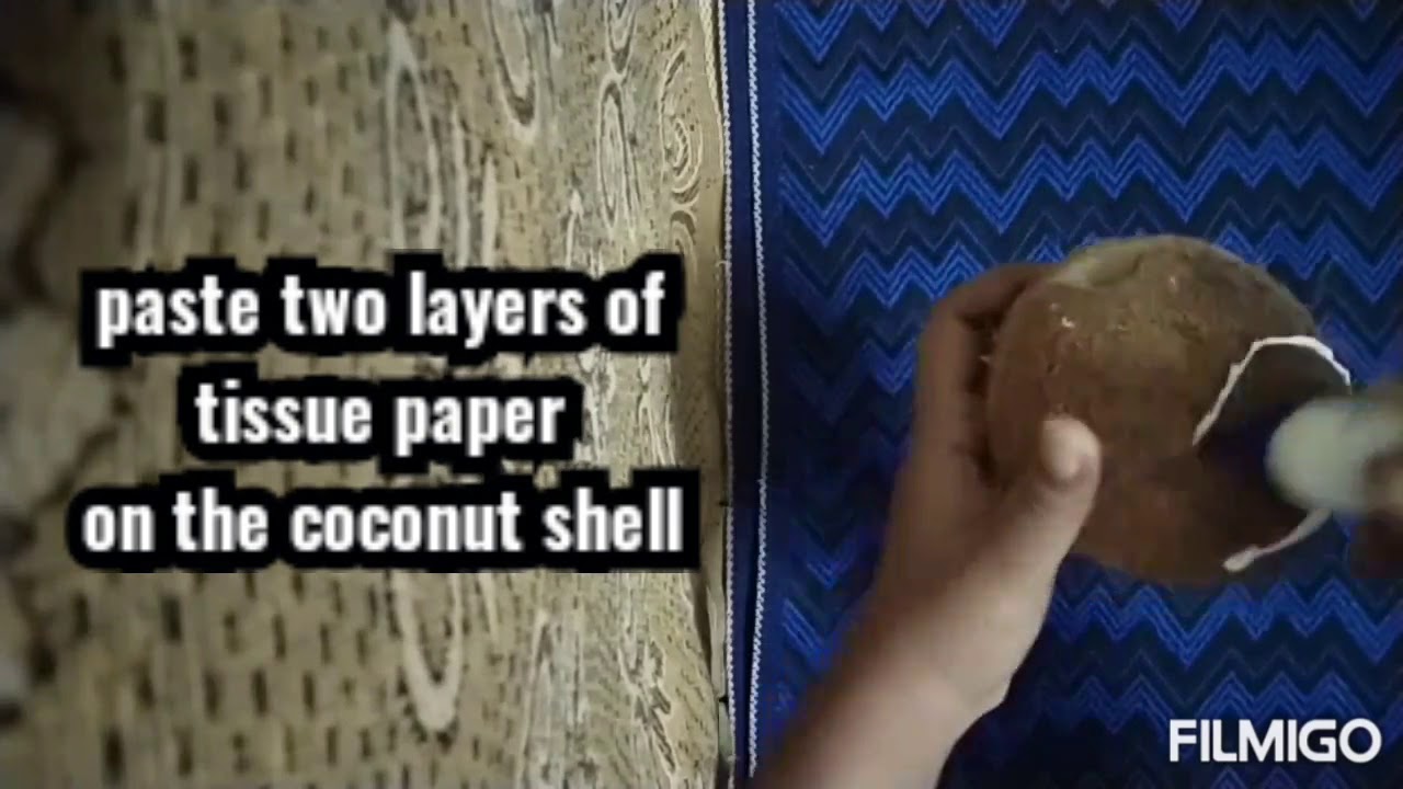 Coconut shell igloo with tissue paper - YouTube