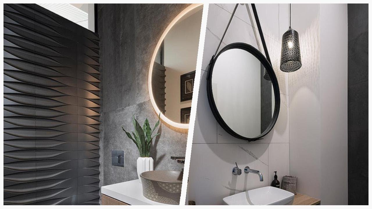 75 Mid-sized Gray Tile Powder Room Design Ideas You'll Love 🌈 - YouTube