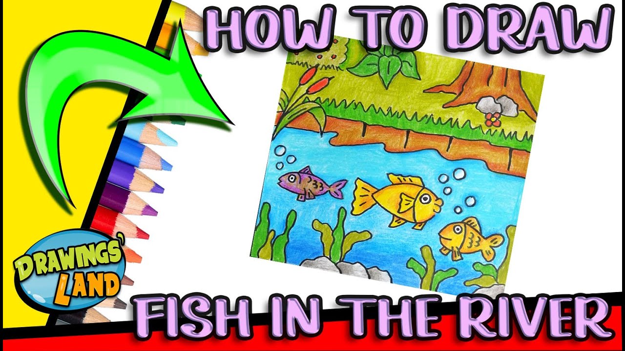 How to DRAW FISH IN RIVER Easy Step by Step - YouTube