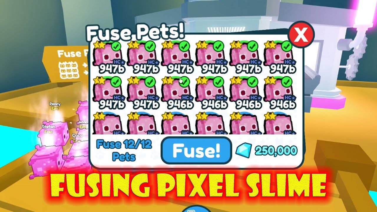 Fusing 12 Hardcore Pixel Slime. Pet Simulator X. - YouTube