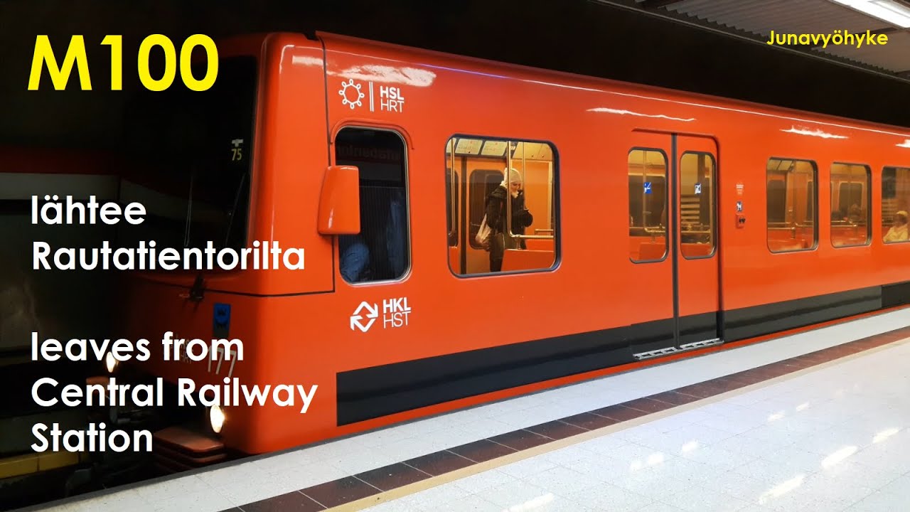 M100-metrojuna lähtee Rautatientorilta | M100 metro train leaves from ...