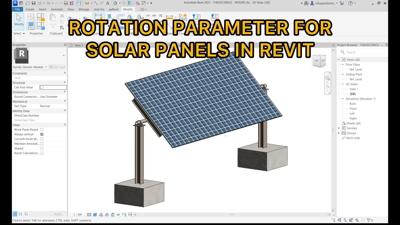 Rotation Parameter for Solar Panel in Revit - YouTube