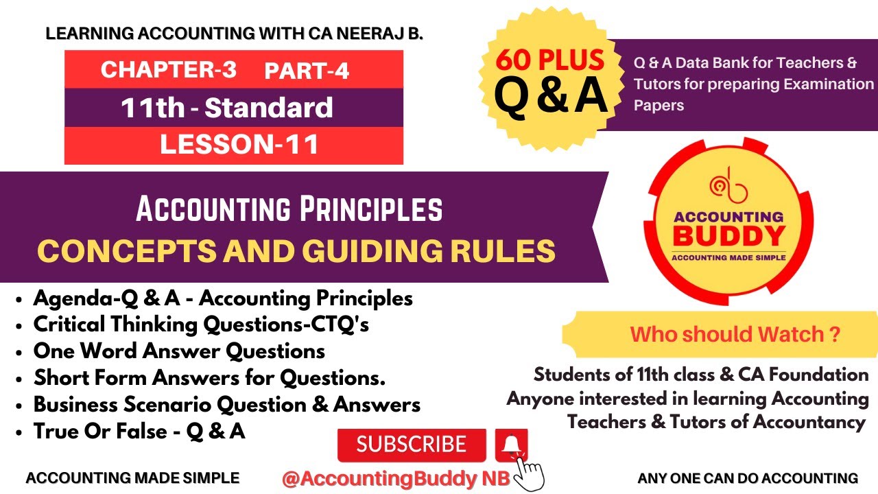 Accounting Principles, Concepts & Guiding Rules - Lesson 11, Chapter 3 ...