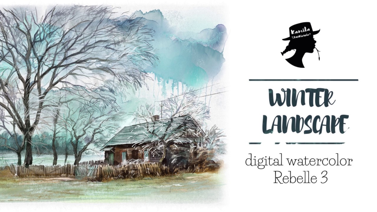 Digital watercolor landscape in Rebelle 3 - YouTube