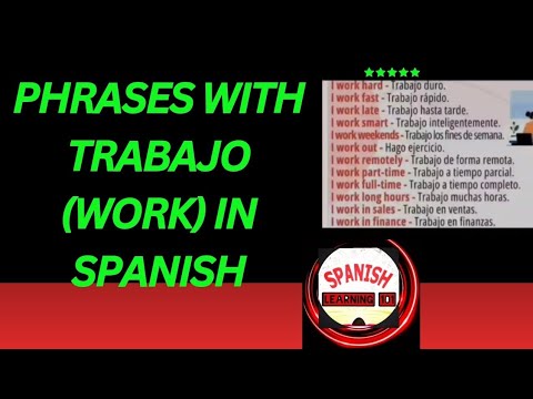 Phrases with Trabajo (Work) in Spanish #spanish #spanishlearning101🔴 ...