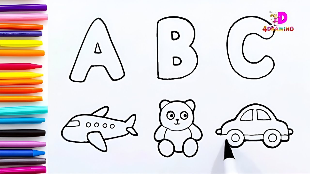 Abc drawing with pictures drawing for kids and beginners | Beautiful ...