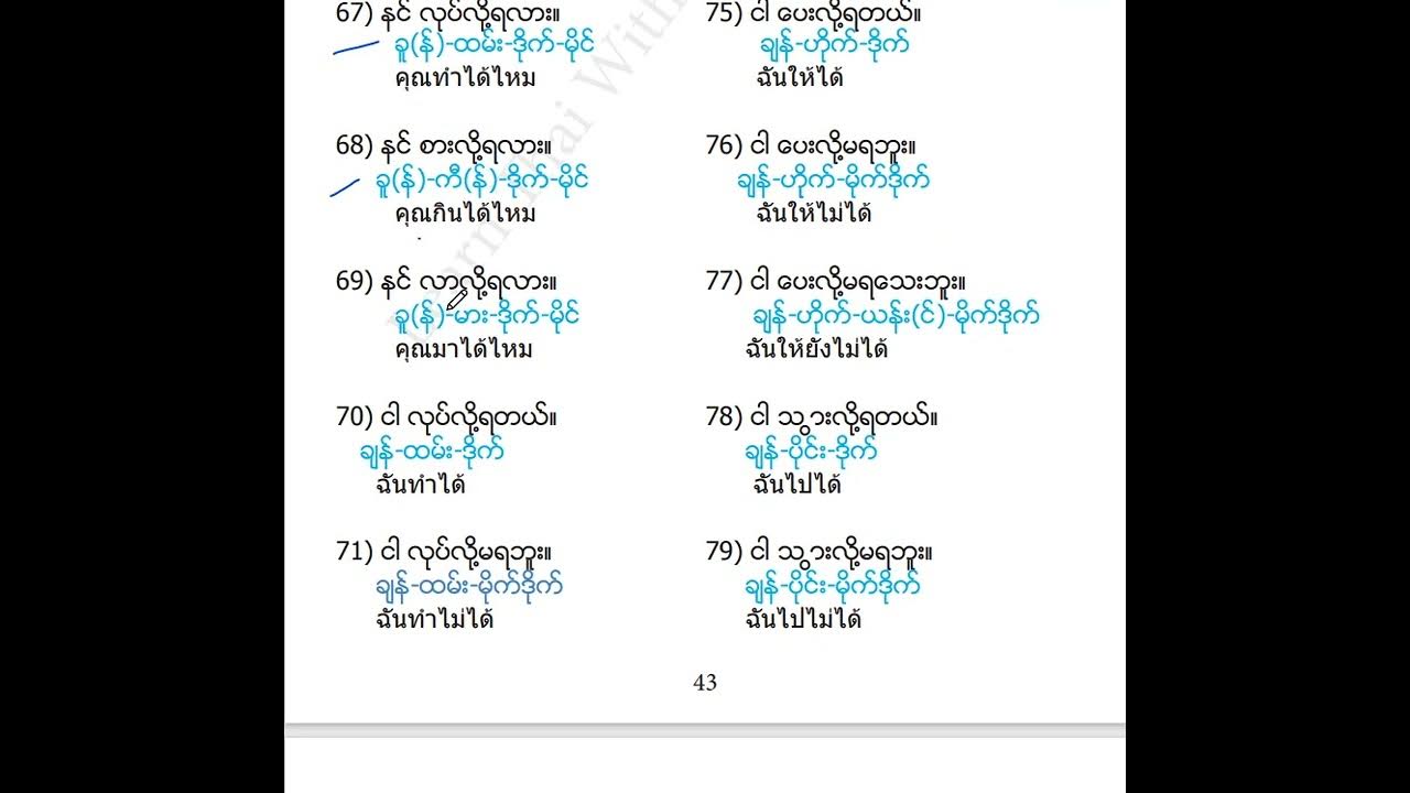 Ep 5 နေ့စဉ်သုံးထိုင်းစကားပြော အပိုင်း ၅ Youtube
