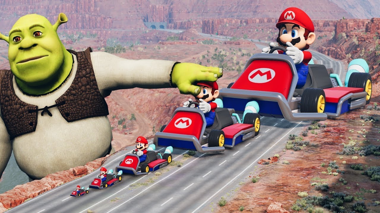 Big & Small Super Mario vs SHREK HAND SLAP BeamNG Drive - YouTube