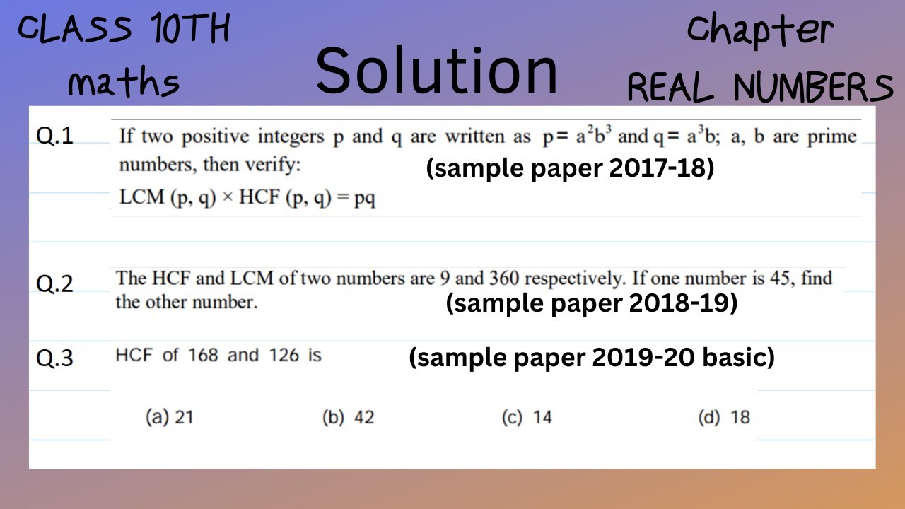 Real Numbers l Class 10 Maths | Ch-1 | sample paper questions l h.w ...