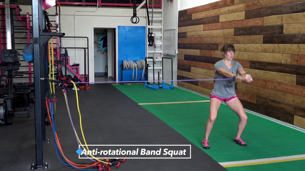 DIS 7 Anti rotational band squat - YouTube