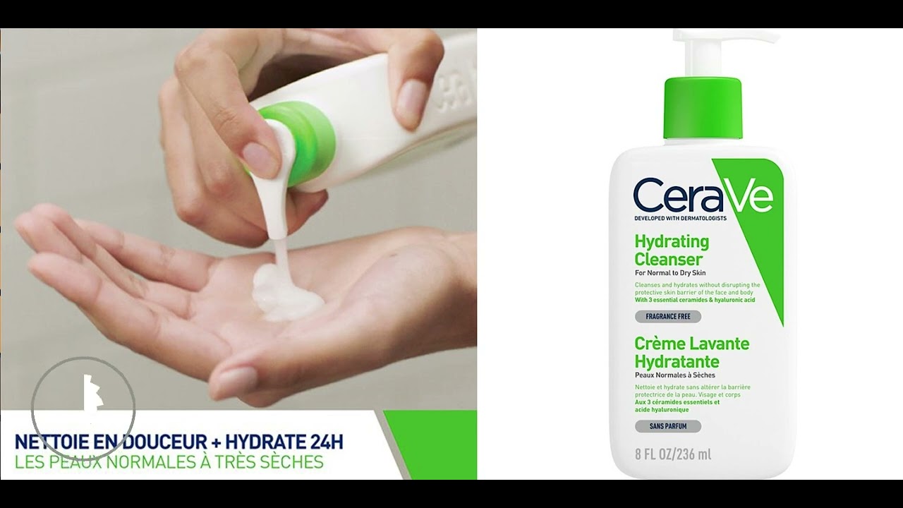 CeraVe Crème lavante hydratante - 236ml - YouTube