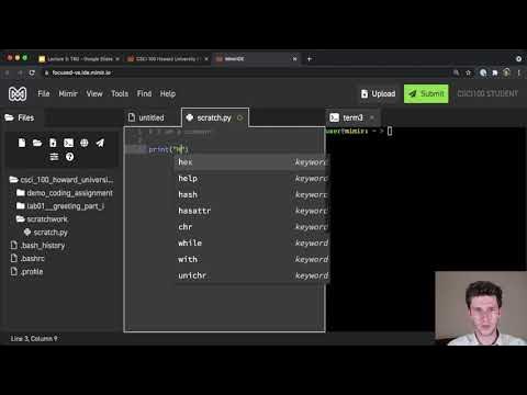 CSCI100: Lecture 3 - Mimir IDE Scratch file - YouTube