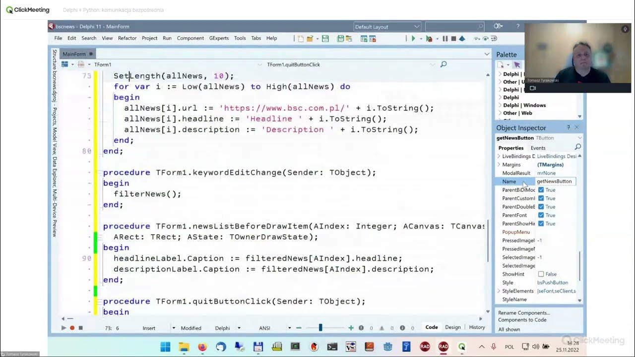 Delphi + Python: komunikacja bezpośrednia - YouTube