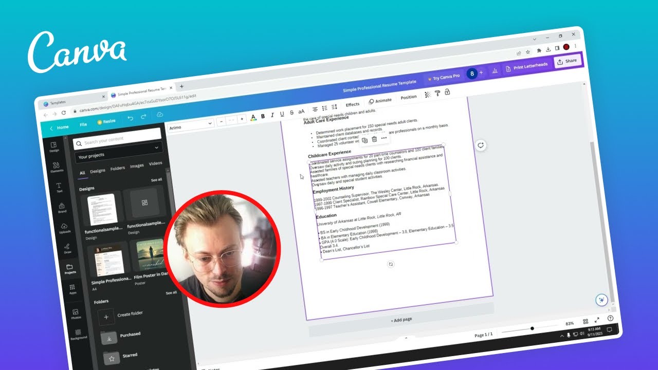 How do I edit my resume on Canva - YouTube