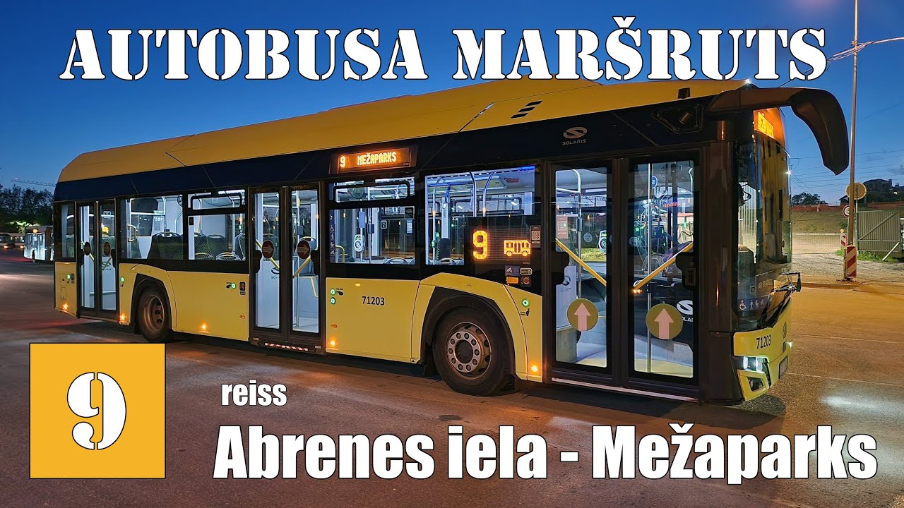Rīga, Autobusa maršruts №9, Reiss: Abrenes iela - Mežaparks. Timelapse ...