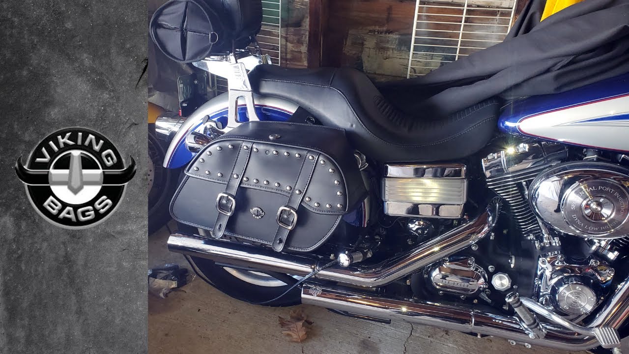 Viking Slant Studded Medium Motorcycle Saddlebags Review - YouTube