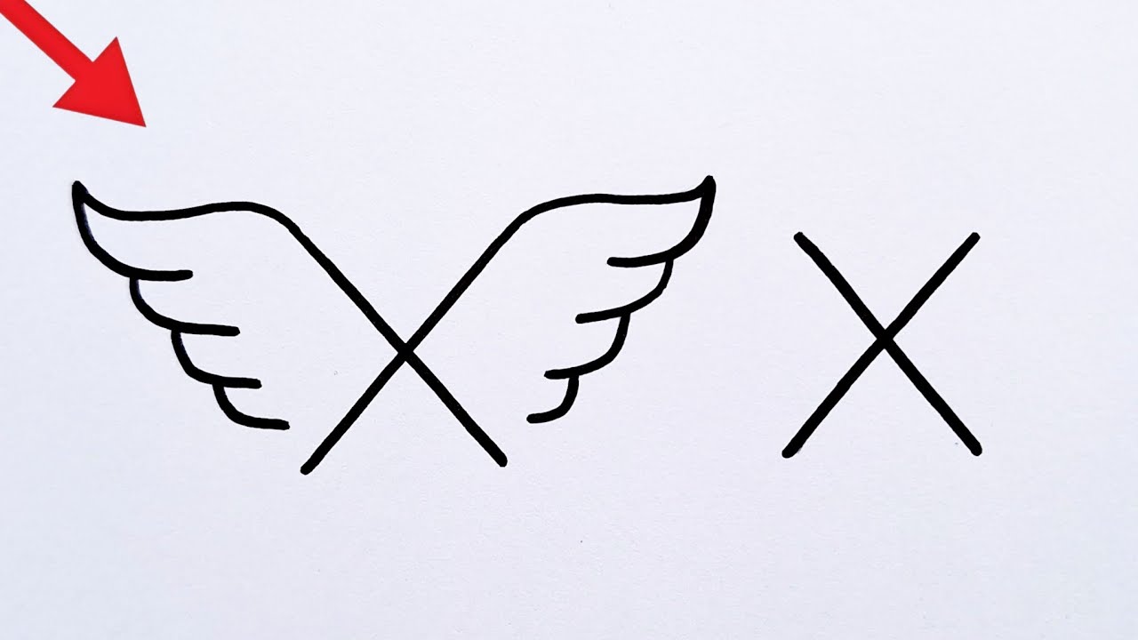 Love birds drawing from letter XX easy | bird drawing step by step for ...