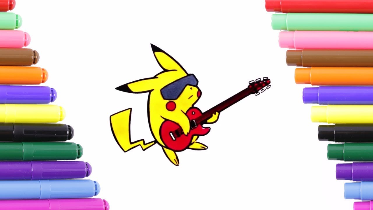 Pokemon Pikachu and Guitar Coloring Page for Kids, Coloring Book - YouTube