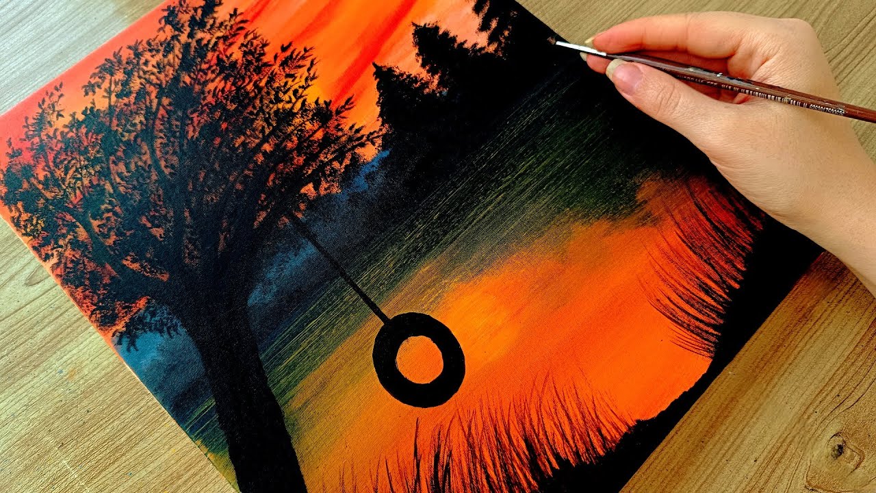 How to Paint a Serene Sunset Scene | Easy Acrylic Painting - YouTube