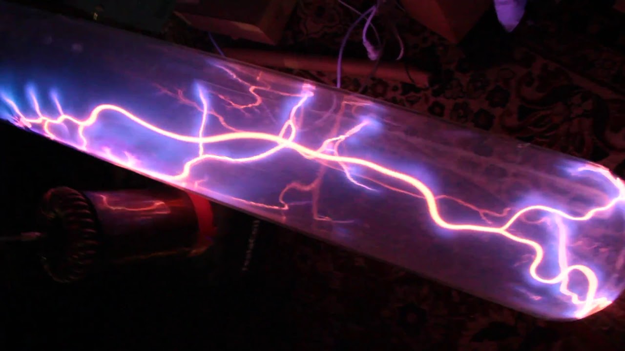 Large red and blue plasma tube - YouTube