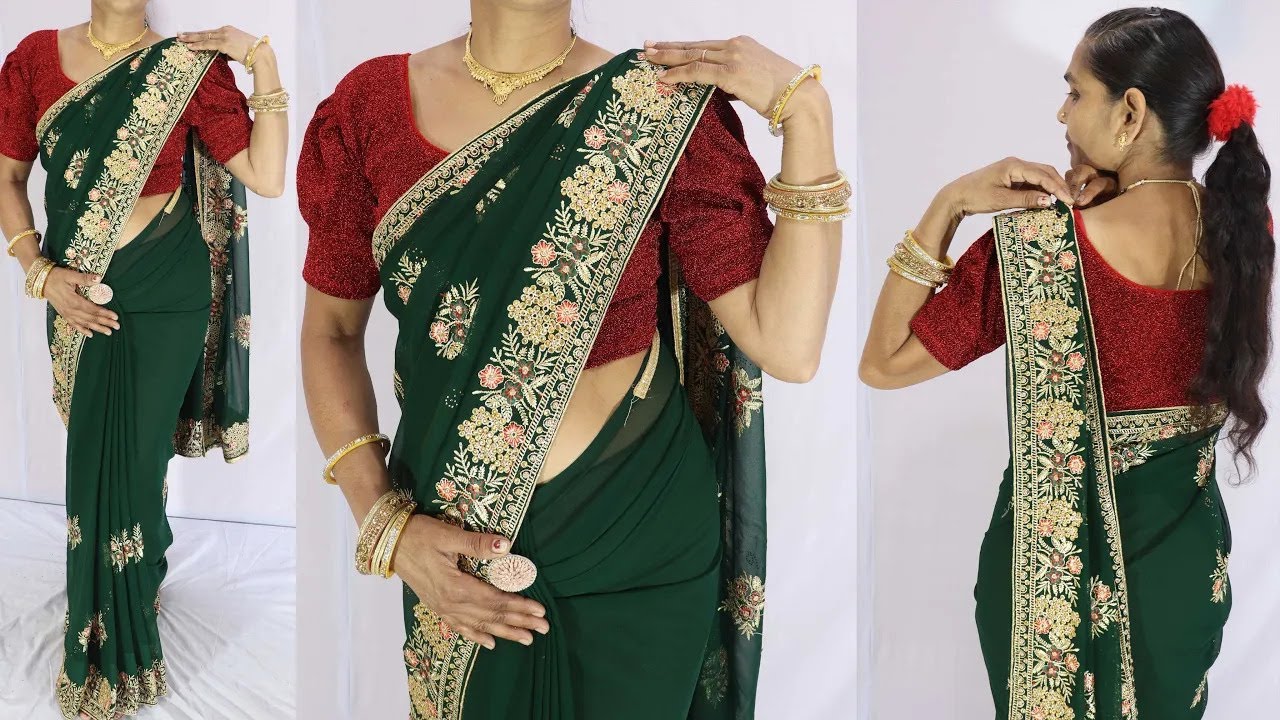 Heavy Work Saree Draping Tutorial Heavy Work Saree Draping Tutorial For ...