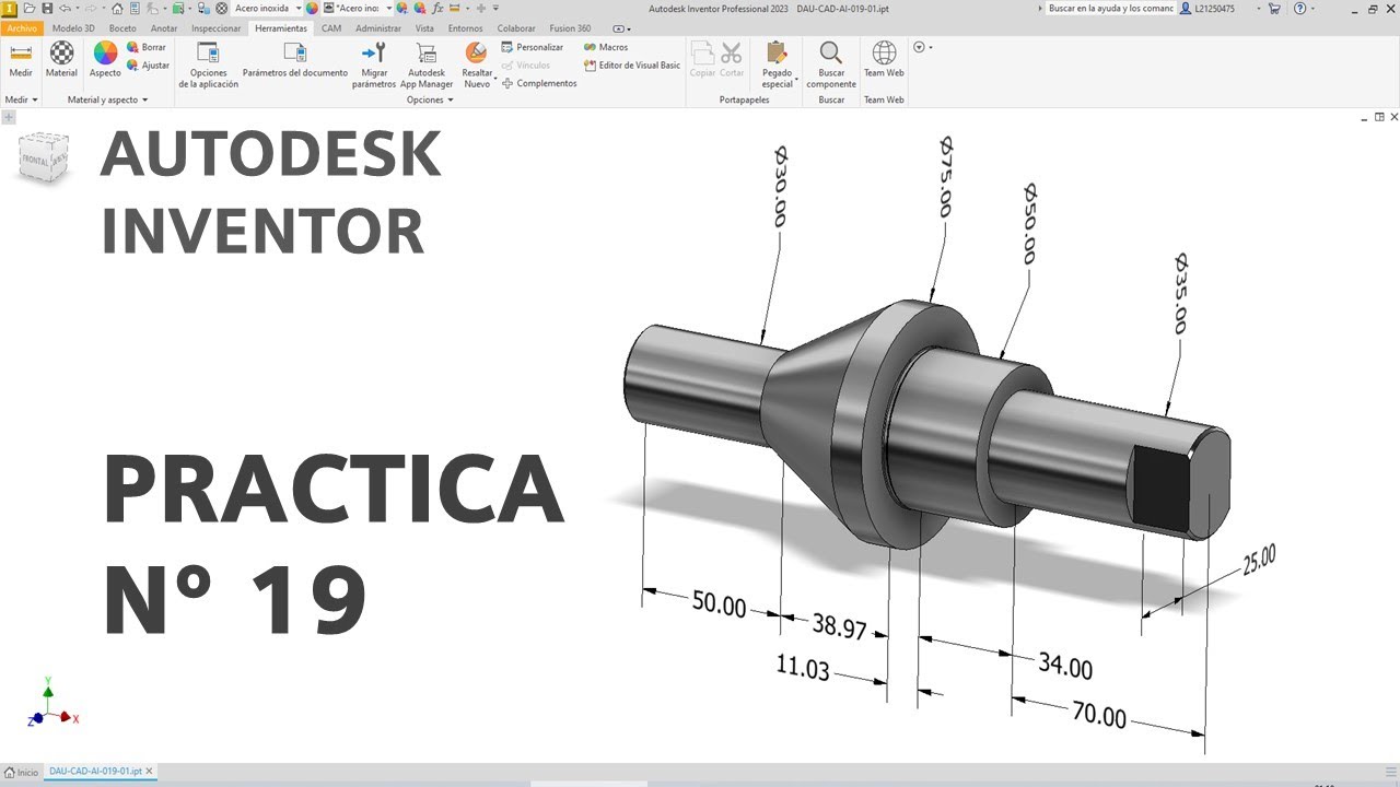 🔥 Autodesk Inventor| Practica #19 | Ejercicios para principiantes 📏 ...