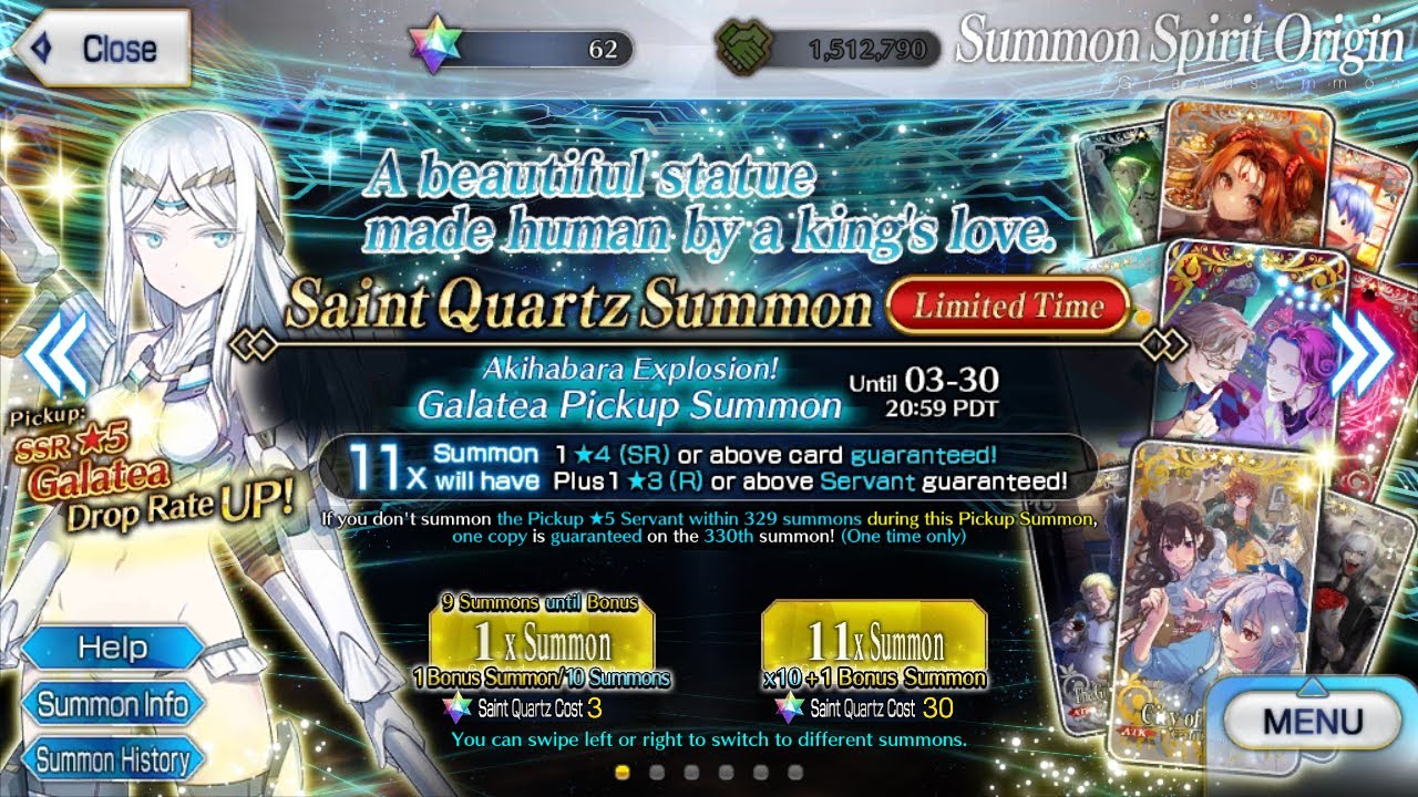[FGO NA] Galatea Tiket Summon!!! - YouTube