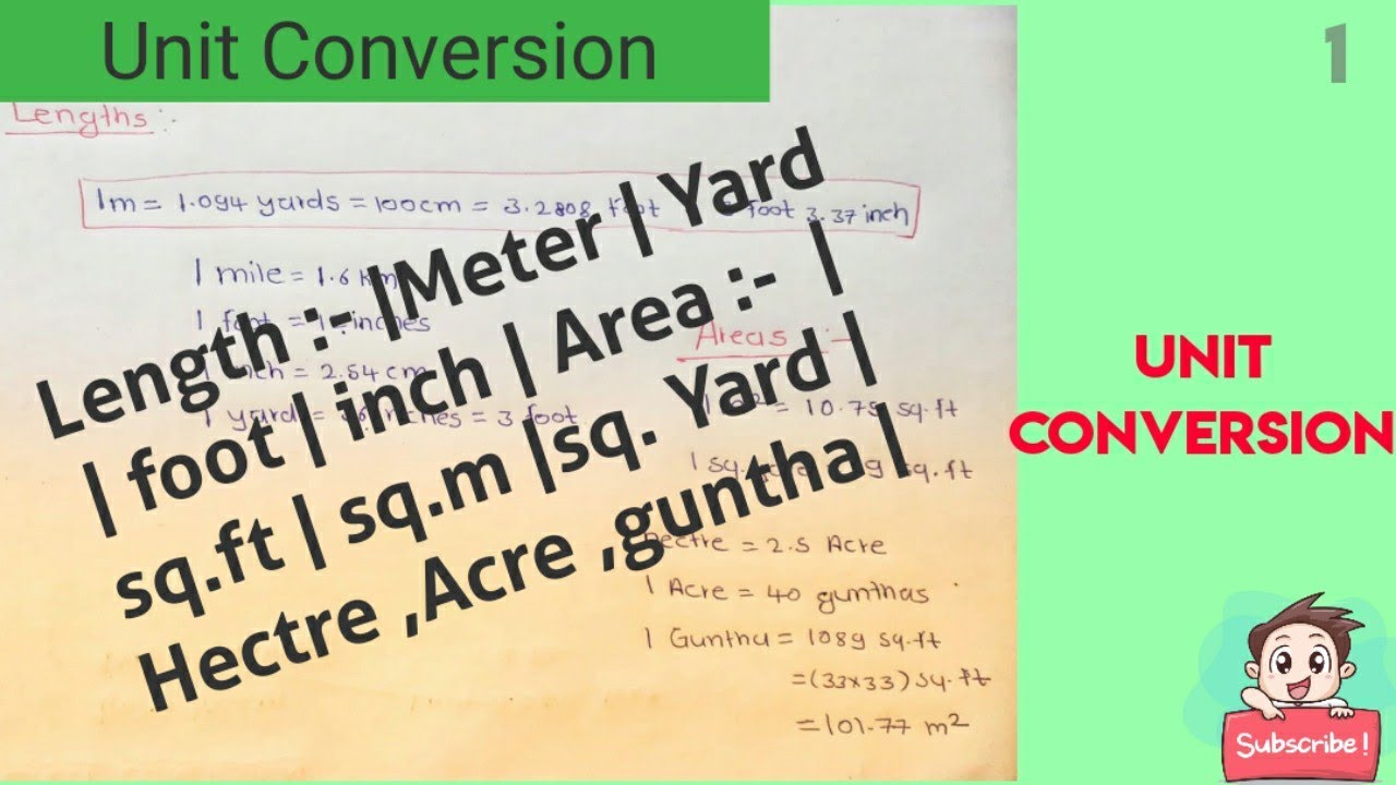 Unit Conversion in length, areas in civil engineering - YouTube