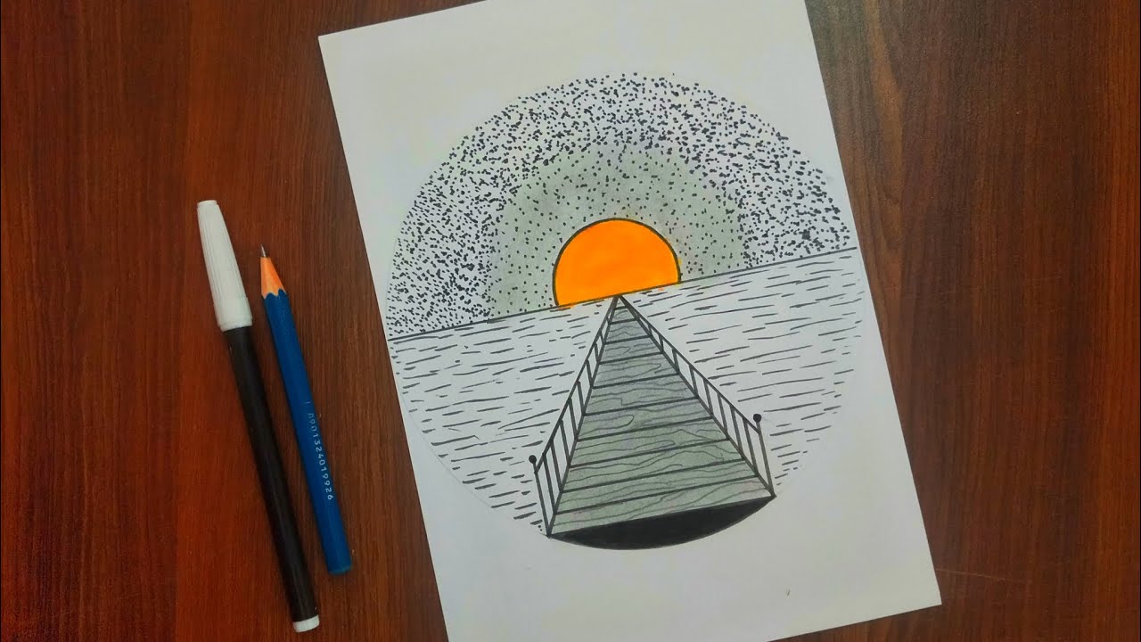 Easy beautiful sunset drawing for beginners-step by step - YouTube