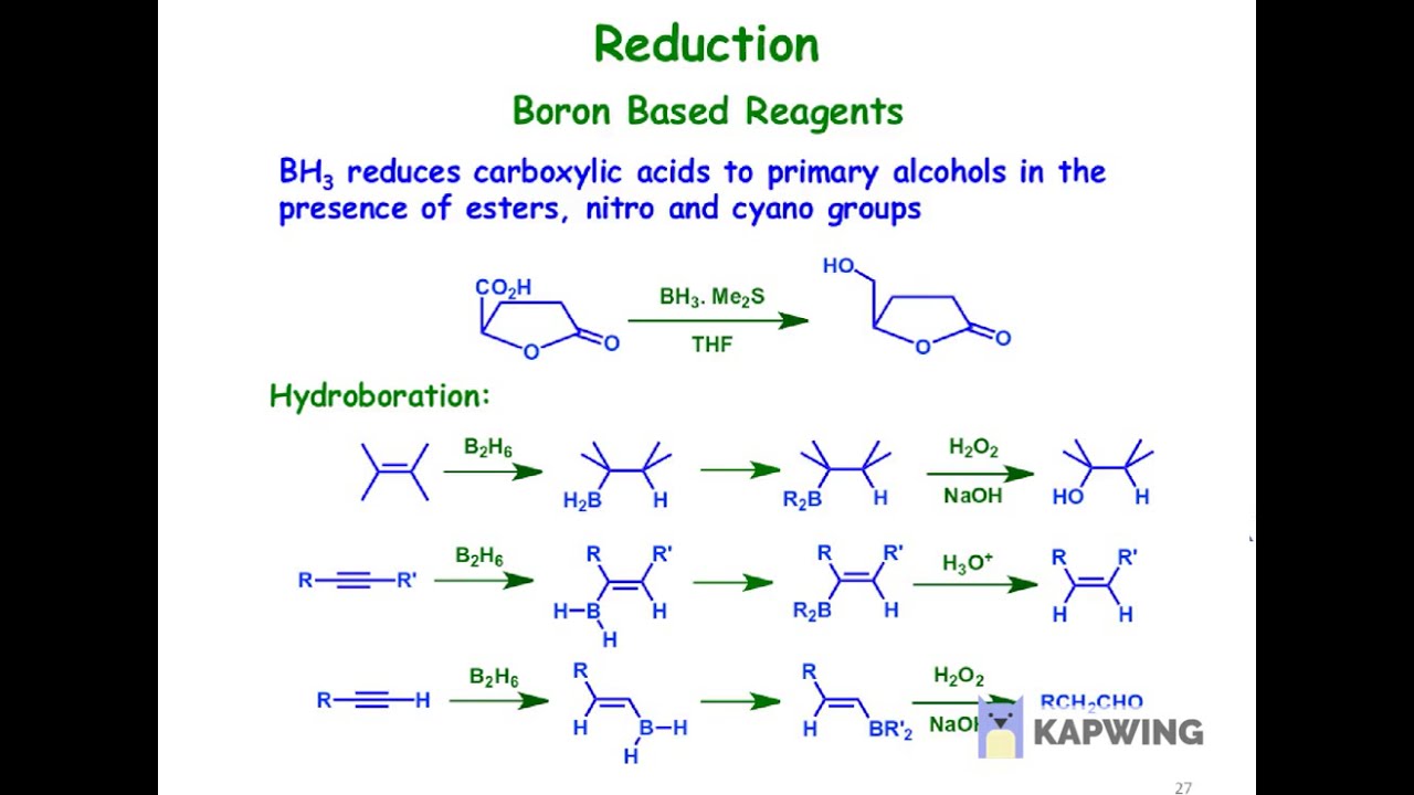 Boron Reagents-Luche Reduction- CBS catalyst-Hydroboration ...