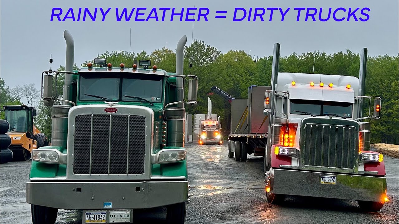Trucking vlog Precast to Montrose PA and Jessup PA , Rainy sloppy ...