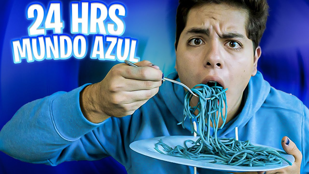 24 HORAS EN UN MUNDO AZUL 🔥💙 *reto extremo* | El Tío Néstor 💎 - YouTube