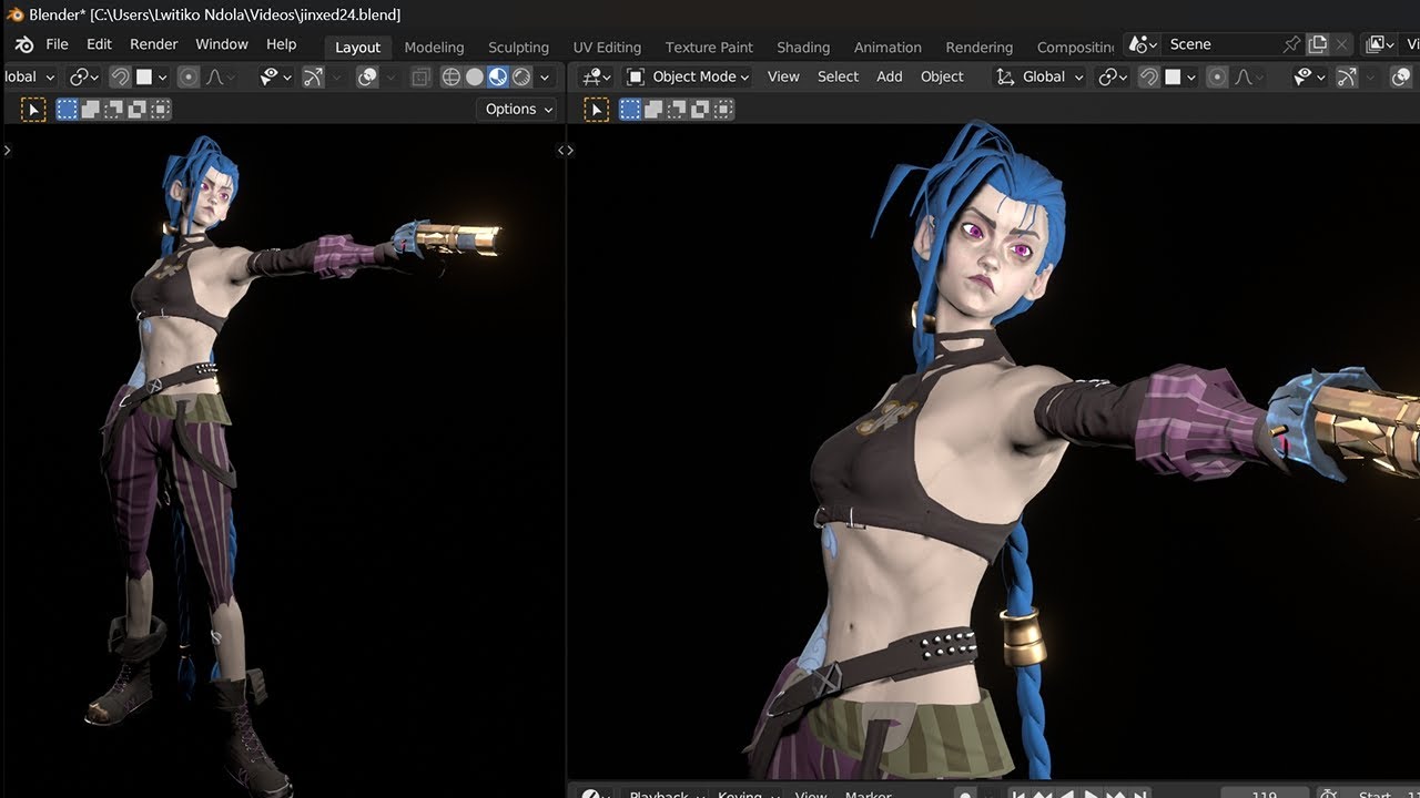 Character Creation in blender 3.4 - Jinx - Arcane (timelapse) - YouTube