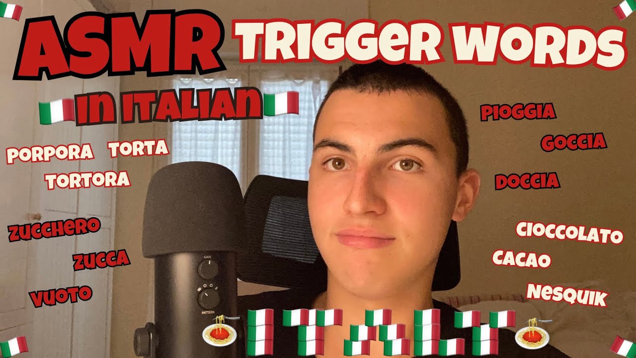 ASMR Italian Trigger Words 🇮🇹🍝 || clicky whispering, words repeating ...